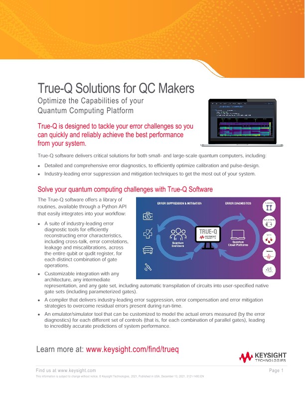 True-Q Solutions for QC Makers PDF Asset Page | Keysight